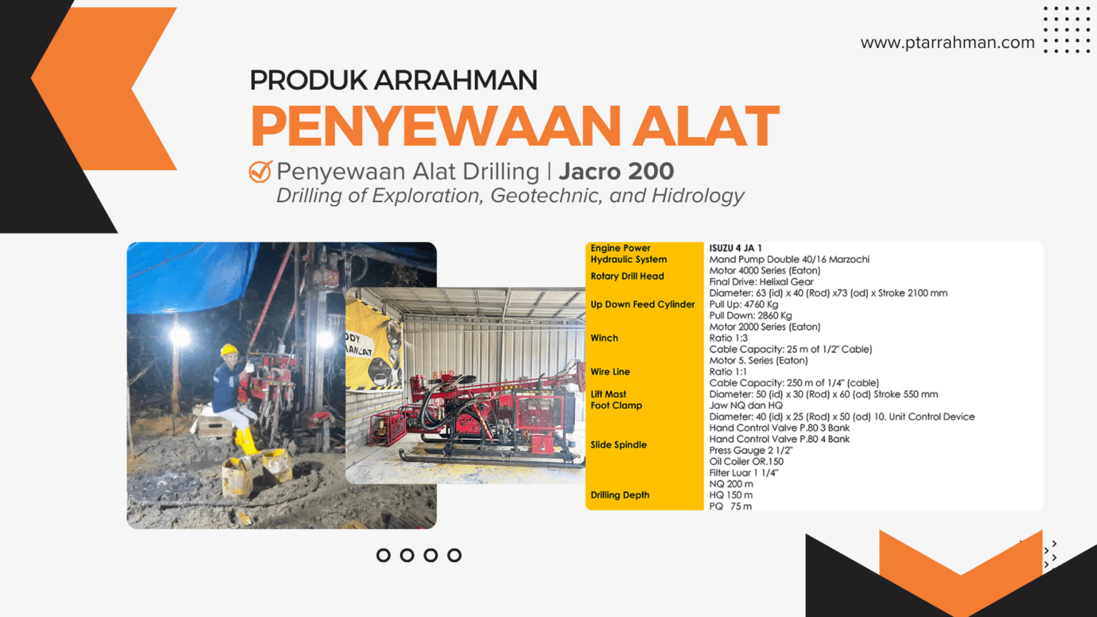 Penyewaan Alat Drilling | Jacro 200 - PT Arrahman